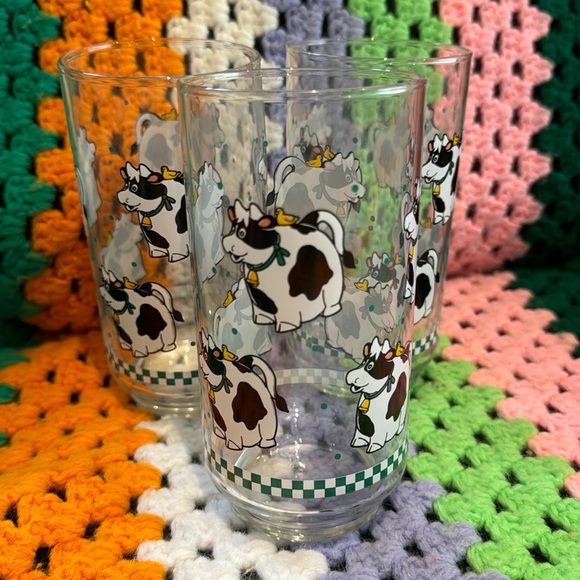 Vintage | Dining | Adorable Vintage Cow Drinking Glasses Set Of 3 ...